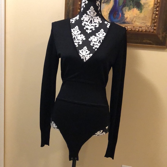 Diane Von Furstenberg | Tops | Dvf Deep Vneck Bodycon Stretchy Ribbed ...